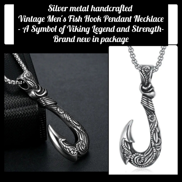 Accessories | Vintage Mens Fish Hook Pendant Necklace Symbol Of Viking ...